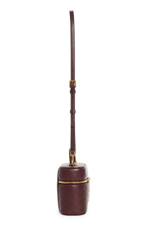 Saint Laurent Large Gaby Quilted Leather Vanity Case - Rouge Cabernet