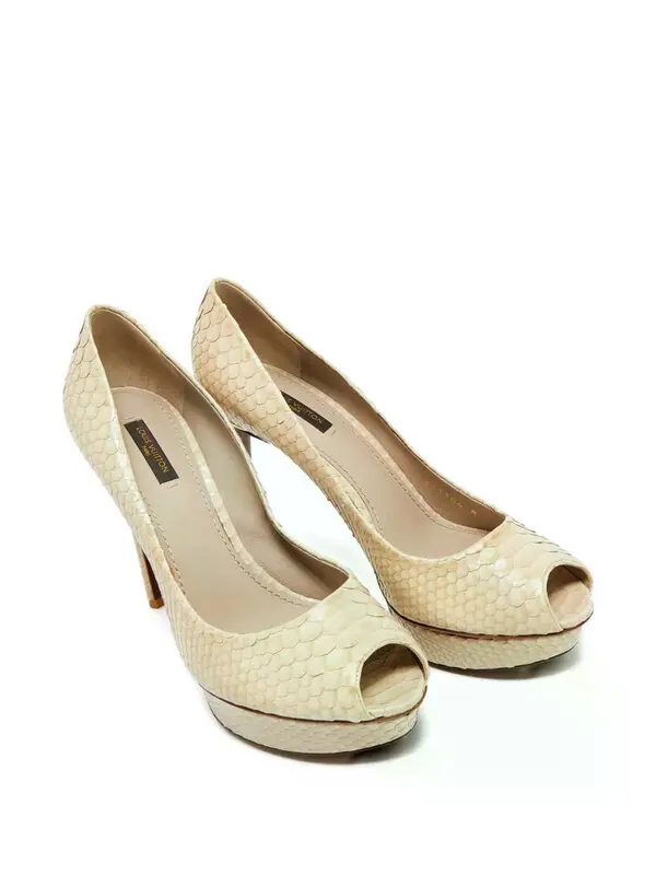 LOUIS VUITTON Python Peep-toe Stiletto Sandals