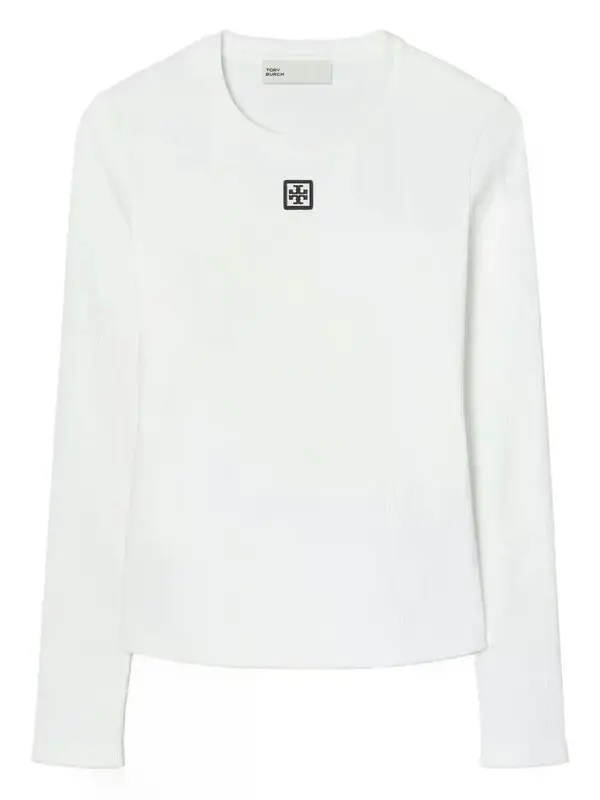 Tory Burch Logo Ribbed Cotton T-shirt
