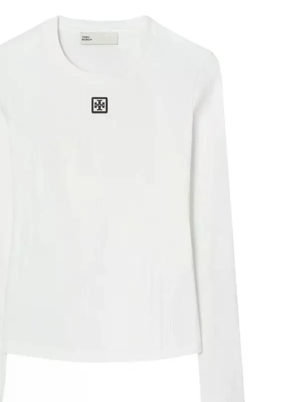 Tory Burch Logo Ribbed Cotton T-shirt