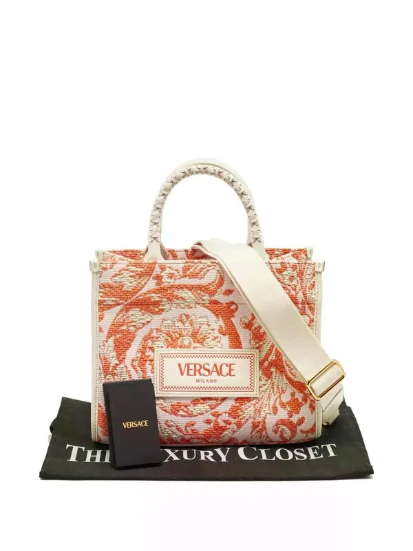 Versace Canvas Raffia Tote Bag