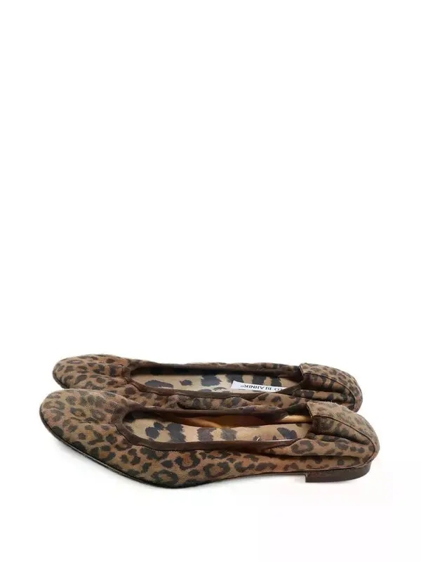 Manolo Blahnik Leopard-print Ballet Flats - Brown