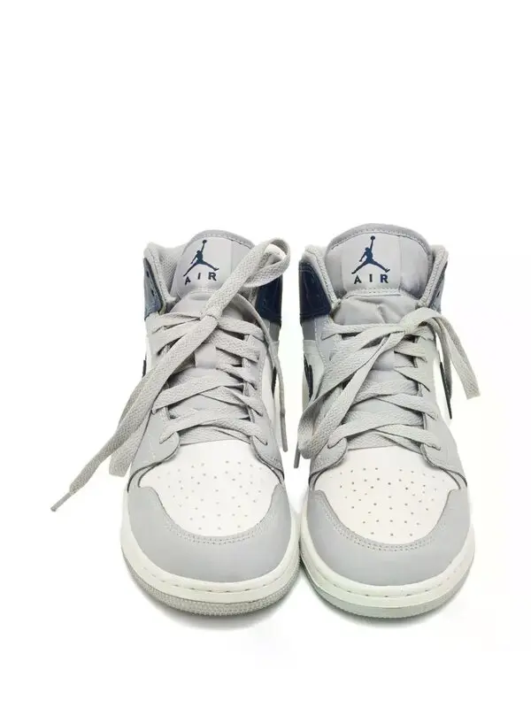 JORDAN Air 1 Leather Sneakers - Grey