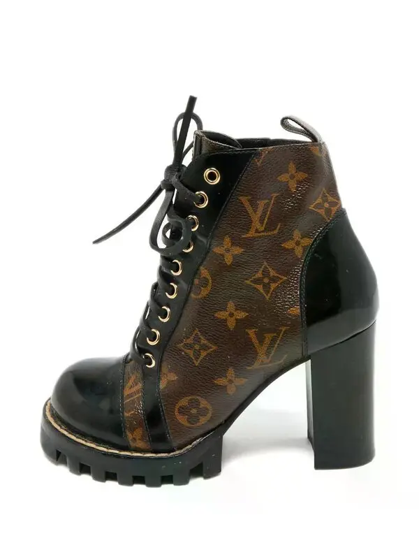 LOUIS VUITTON Monogram Chunky Heel Boots