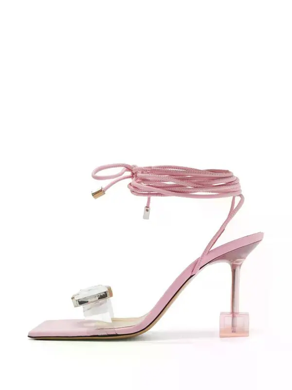 Mach & Mach Crystal Square-toe Sandals - Pink