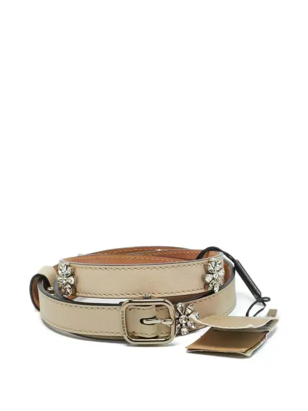 Burberry Crystal-flowers Leather Belt - Neutrals
