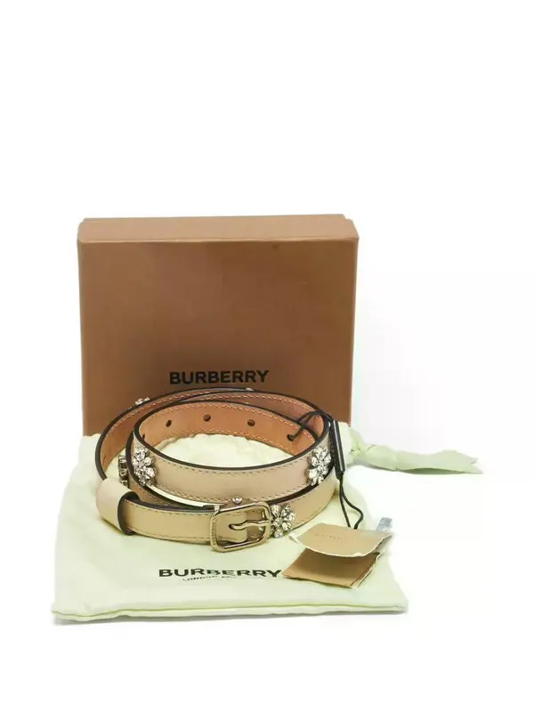 Burberry Crystal-flowers Leather Belt