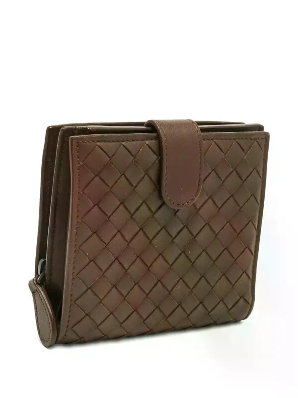 Bottega Veneta Intrecciato Leather French Wallet - Brown