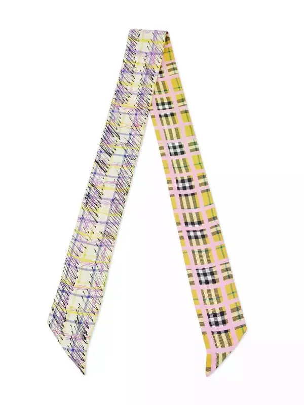 Burberry Silk Checked Bandeau Scarf - Yellow