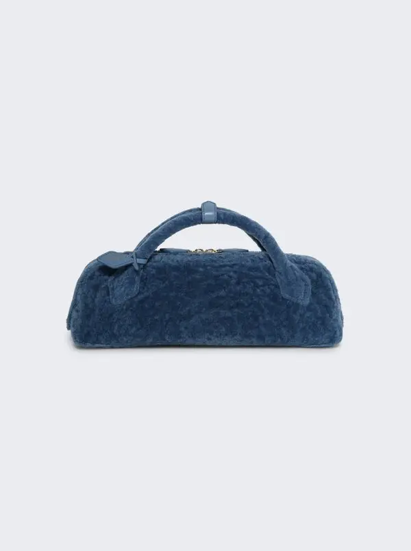 Alaïa Le Teckel Clutch In Shaved Shearling - Blue