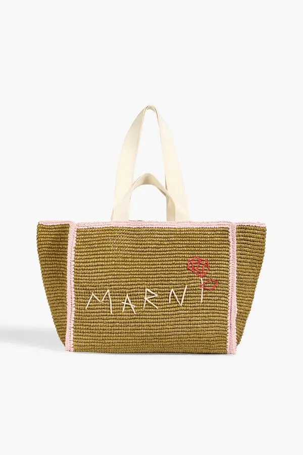 Marni Embroidered Faux Raffia Tote