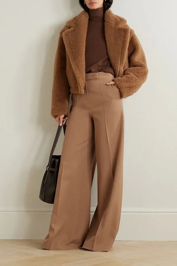 Max Mara Ninfa Wool Twill Wide-leg Pants - Camel
