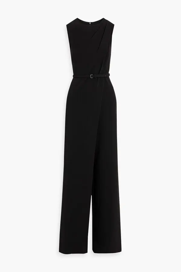 Max Mara Sondrio Belted Crepe Wide-leg Jumpsuit - Black
