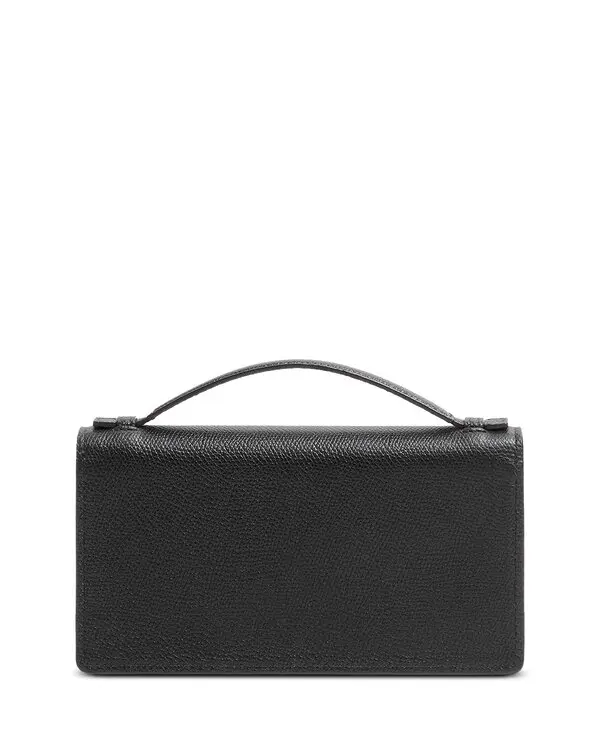 Valentino Garavani Vlogo Signature Grainy Leather Wallet On A Chain - Black
