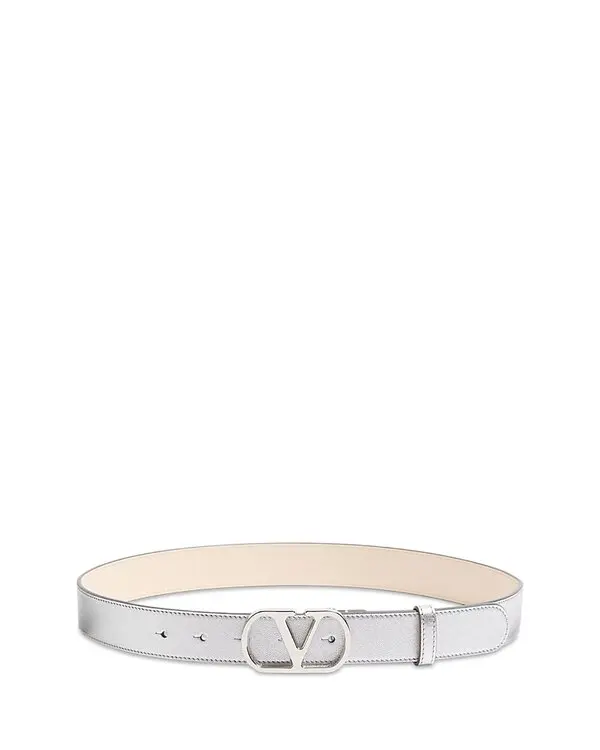 Valentino Garavani Leather Belt - Silver