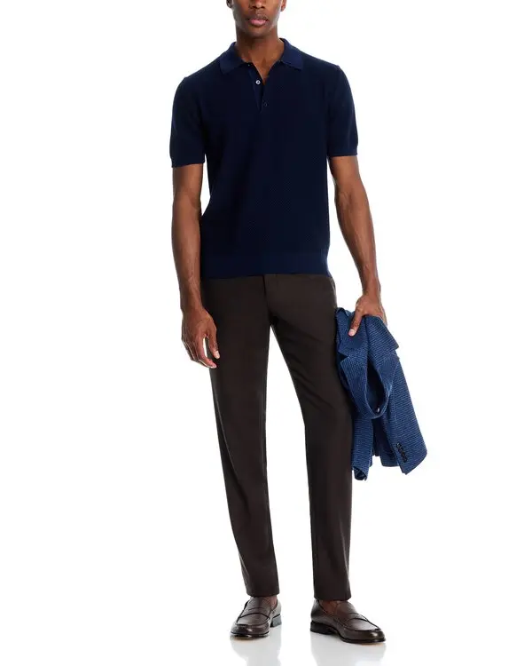Canali Cotton Textured Knit Polo Shirt