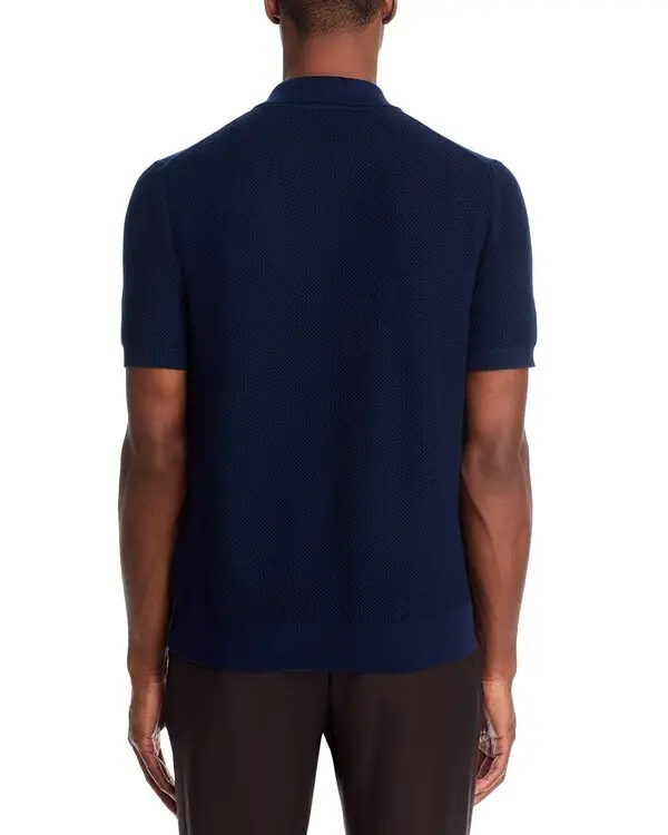 Canali Cotton Textured Knit Polo Shirt