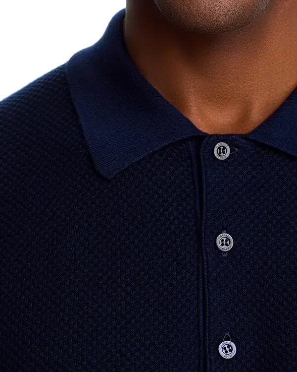 Canali Cotton Textured Knit Polo Shirt