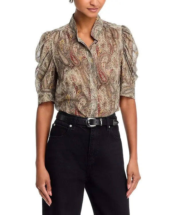 FRAME The Paisley Gillian Silk Blouse - Ecru Multi