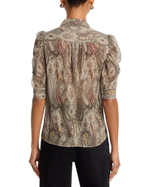 FRAME The Paisley Gillian Silk Blouse - Ecru Multi