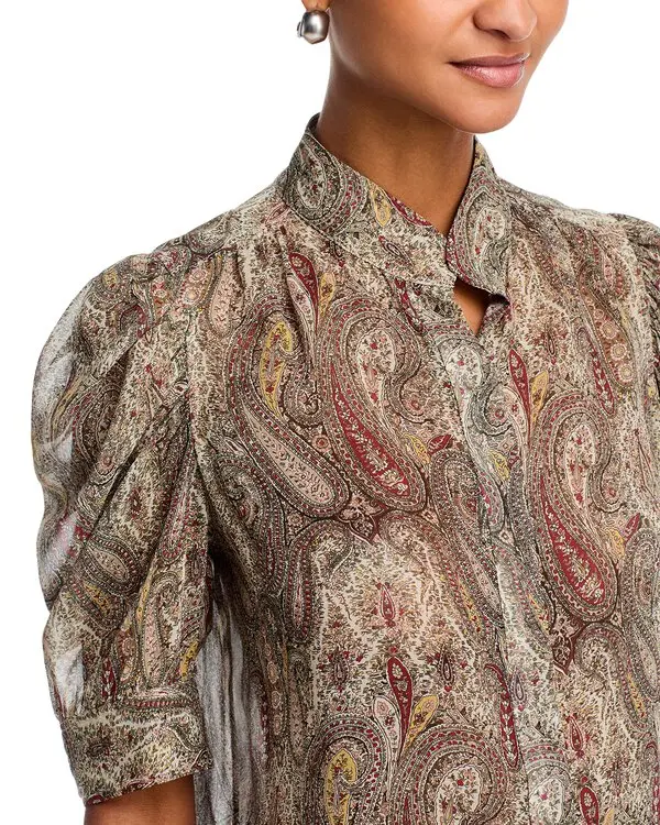 FRAME The Paisley Gillian Silk Blouse - Ecru Multi
