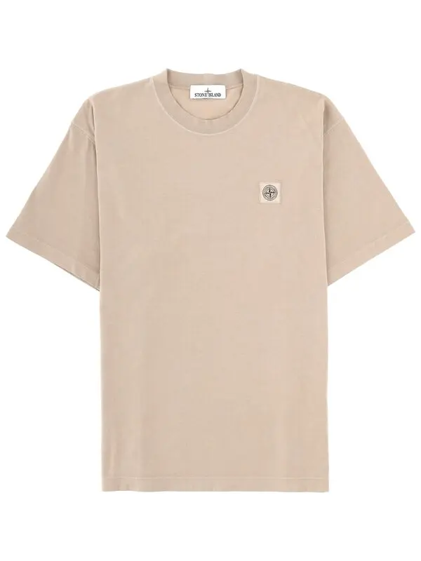 Stone Island T-shirt With Logo Patch - Beige