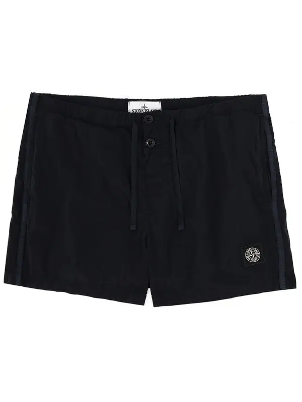 Stone Island Swimsuit With Logo Patch - Blue