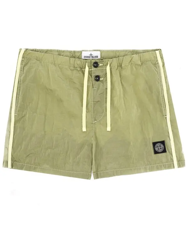 Stone Island Swimsuit With Logo Patch - Yellow