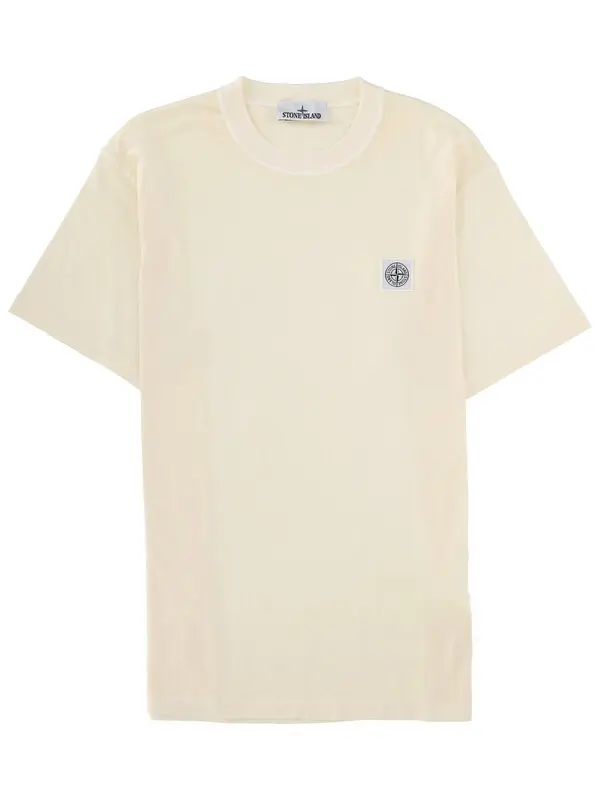 Stone Island T-shirt With Logo Patch - Ivory