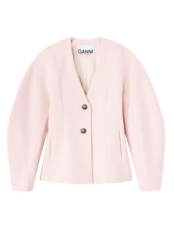 GANNI V-neck Blazer - Pink