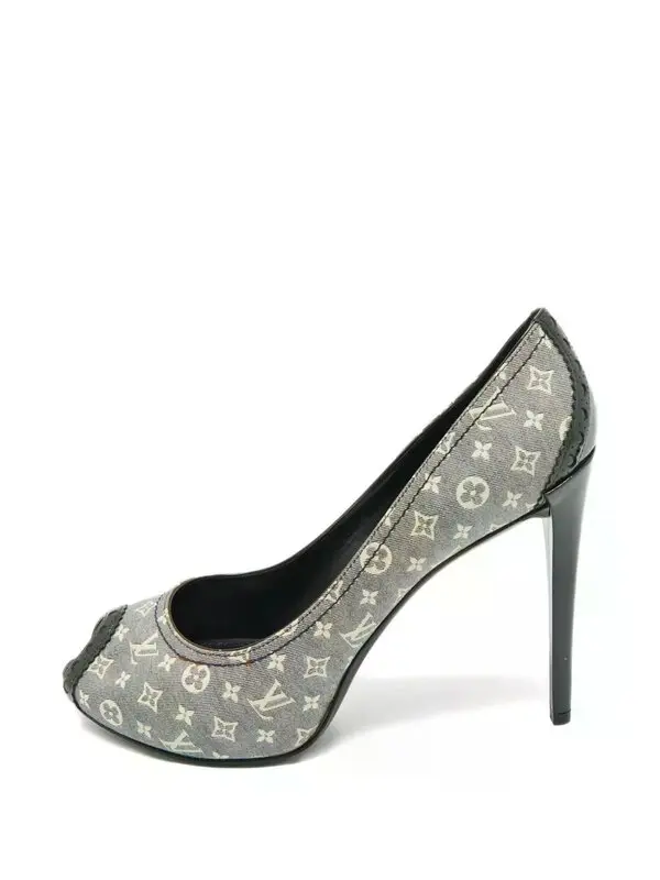 LOUIS VUITTON Mini Lin Monogram Peep-toe Stiletto Pumps