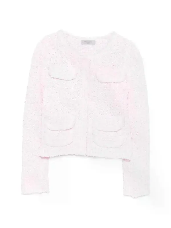 CHARLOTT Frayed-detail Pocket Cardigan - Pink