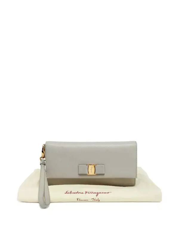 FERRAGAMO Leather Bow Clutch Bag