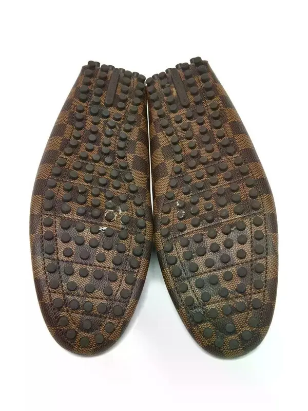 LOUIS VUITTON Damier Canvas Leather Loafers