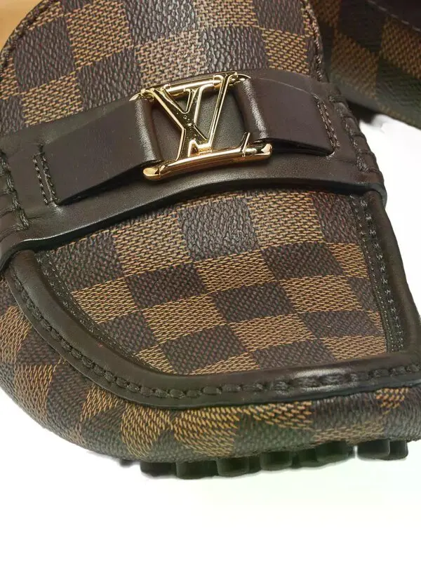 LOUIS VUITTON Damier Canvas Leather Loafers