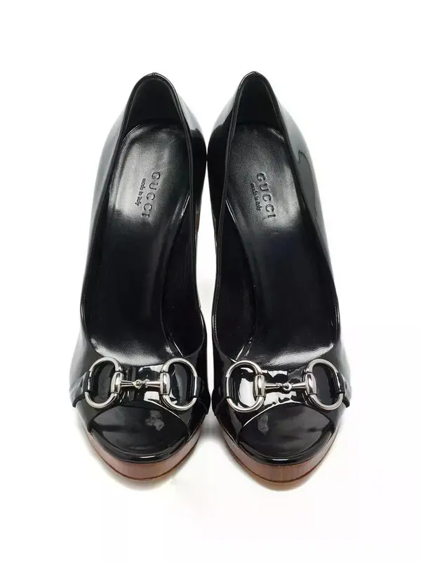 Gucci Open-toe Leather Pumps With Horsebit Detail