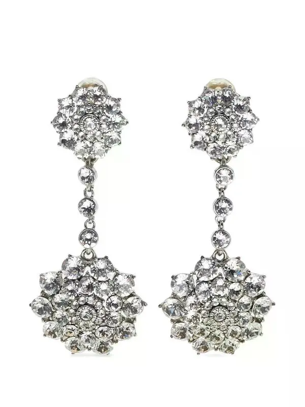 Oscar De La Renta Crystal-embellished Drop Earrings - Silver