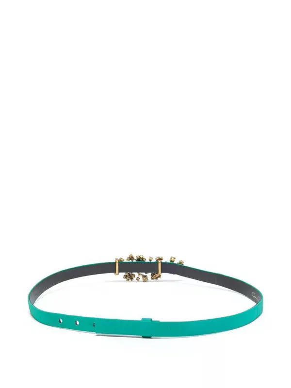 Oscar De La Renta Satin Crystal Belt - Green