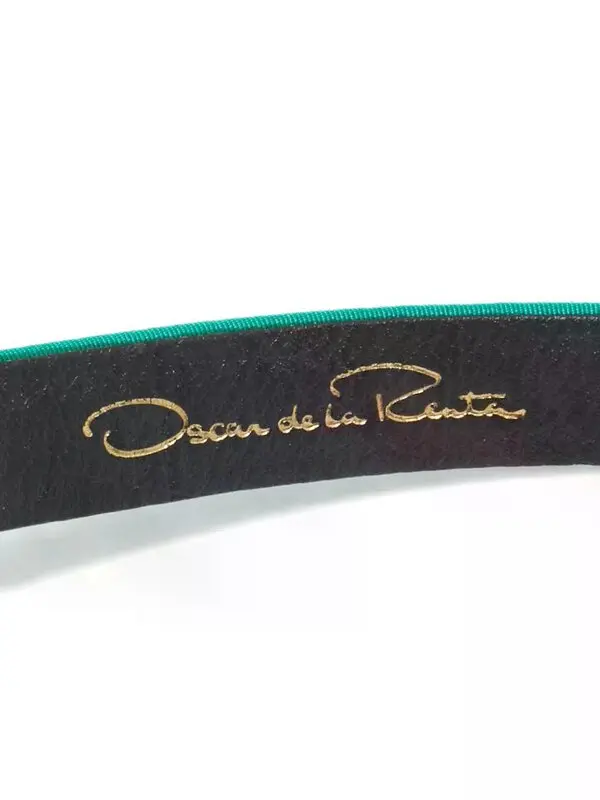 Oscar De La Renta Satin Crystal Belt - Green