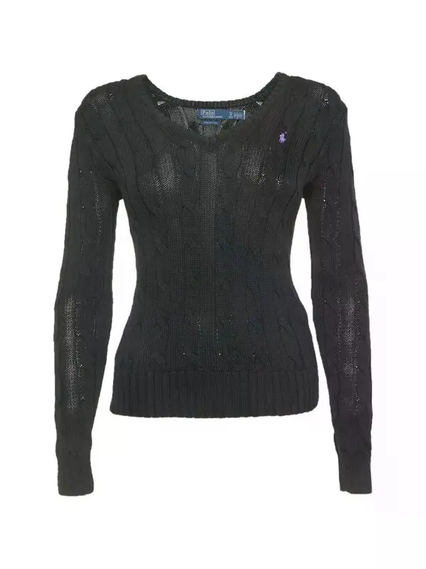 Polo Ralph Lauren Cable-knit V-neck Sweater - Black