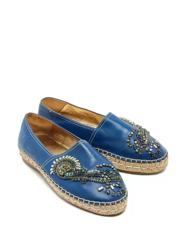 Prada Shimmer Crystal Espadrille Flats