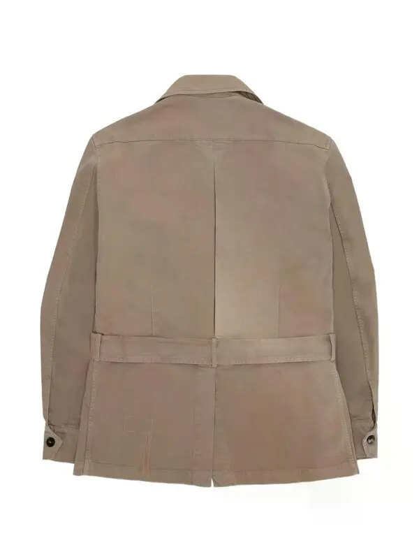 FORTELA Clint Belted Herringbone Jacket - Neutrals