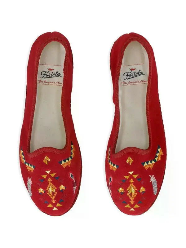 FORTELA Frutate Friulane Embroidered Ballet Flats - Red