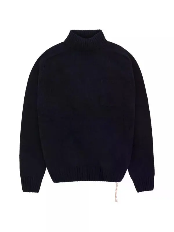 FORTELA Mallory Pocket Ribbed Turtleneck Sweater - Blue