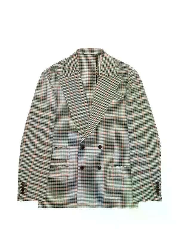 FORTELA Travel Double-breasted Plaid Blazer - Grey