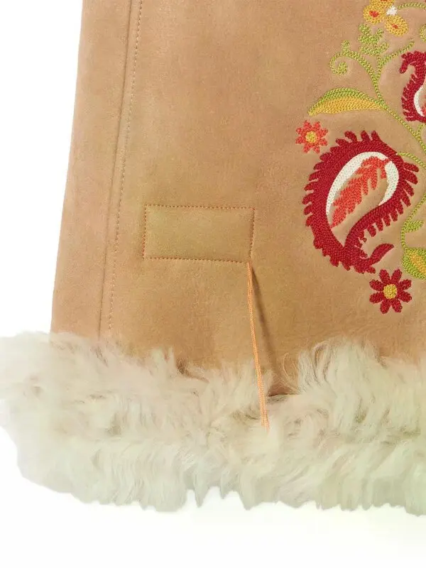 FORTELA Donna Floral-embroidered Shearling Vest