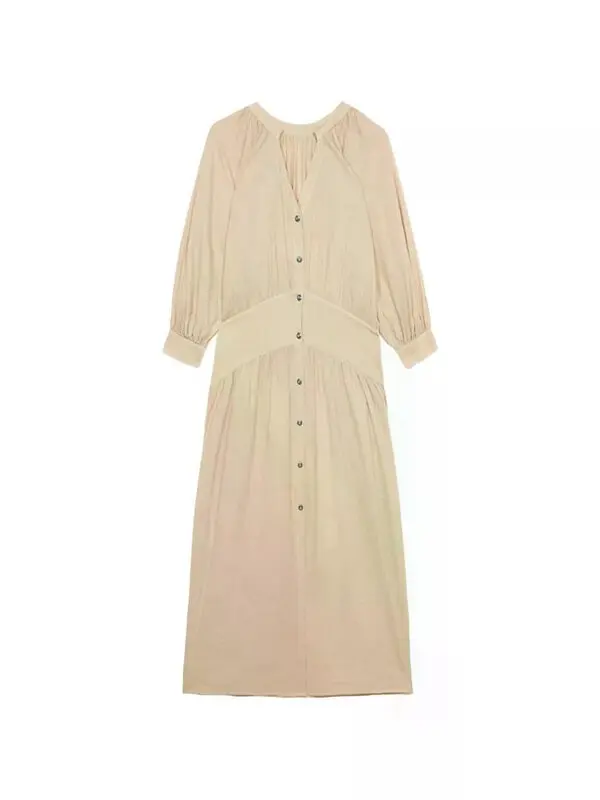 FORTELA Violet Mandarin-collar Maxi Dress - Neutrals