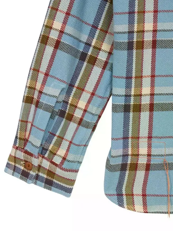 FORTELA Work Checked Pocket Shirt - Blue
