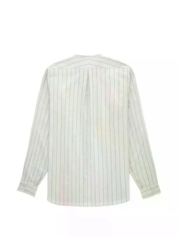 FORTELA Striped Stand-up Collar Shirt - Neutrals