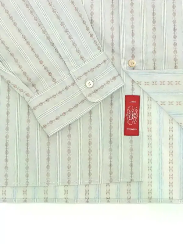 FORTELA Striped Stand-up Collar Shirt - Neutrals